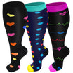 Plusock Colorful Pattern Plus Size Compression Socks 2XL-7XL(3 Pairs ...