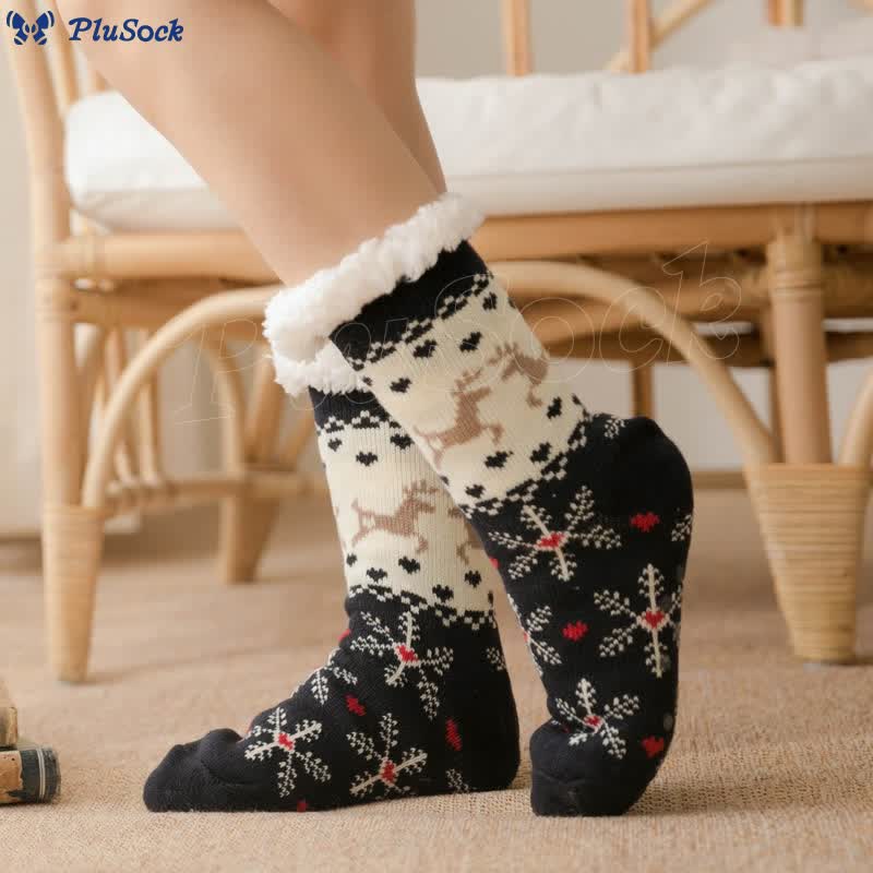 Plusock Plus Size Bell Elk Slipper Socks – plusock