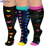 Plusock Colorful Pattern Plus Size Compression Socks 2XL-7XL(3 Pairs ...
