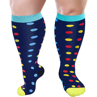 Plusock Colorful Pattern Plus Size Compression Socks 2XL-7XL(3 Pairs ...